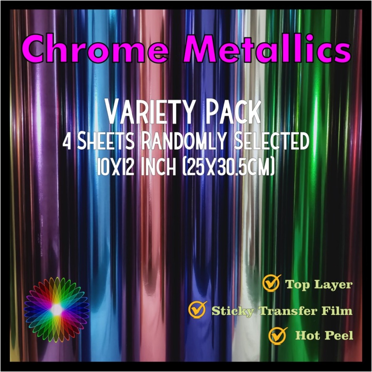 Chrome Metallic HTV - Variety Pack 4 Sheets - Knight HTV