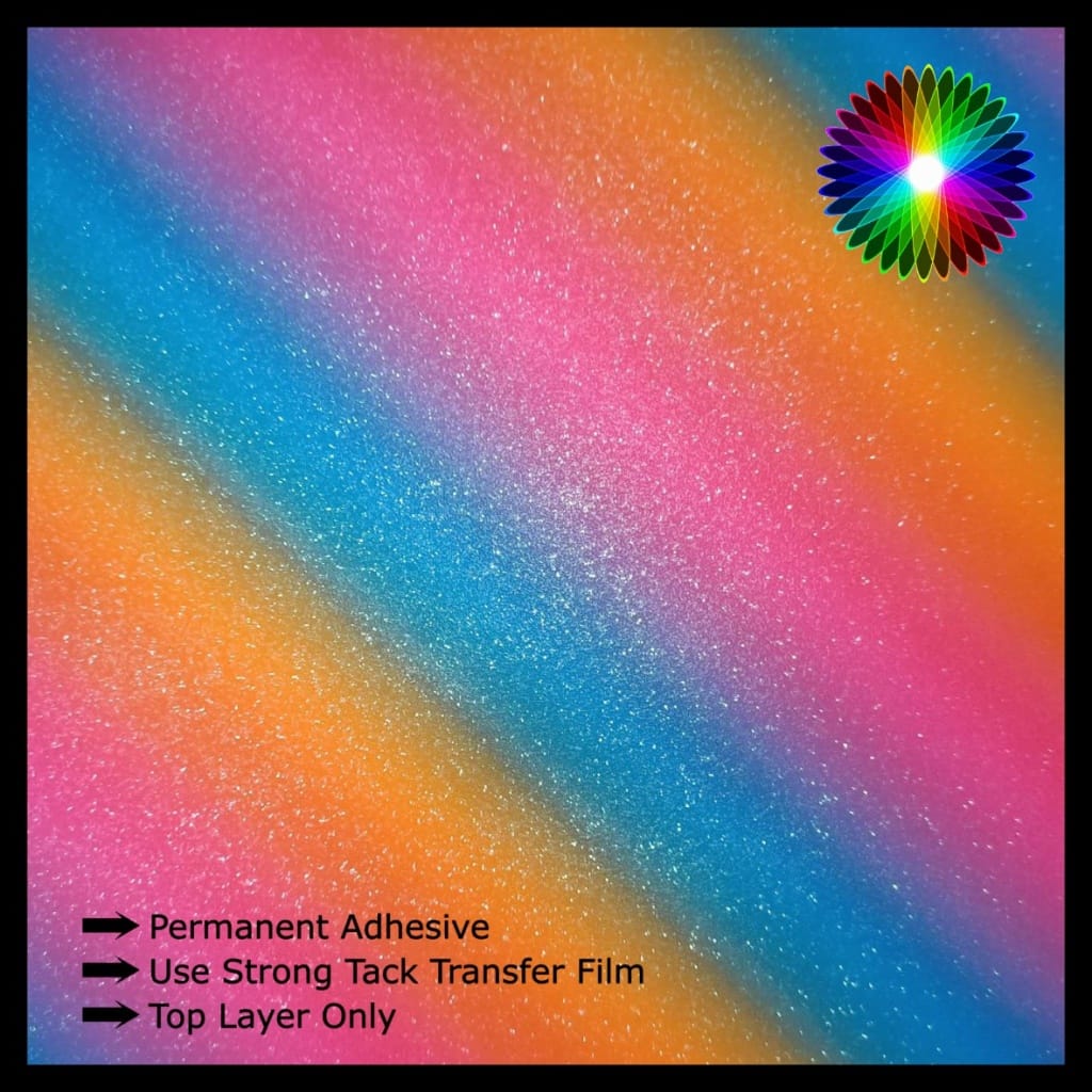 Brushed Glitter Rainbow Vinyl - Permanent Vinyl - Colour Stripes ...