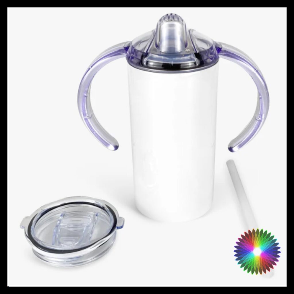 12oz Straight Sublimation Sippy Cup with Dual Lids - Knight HTV